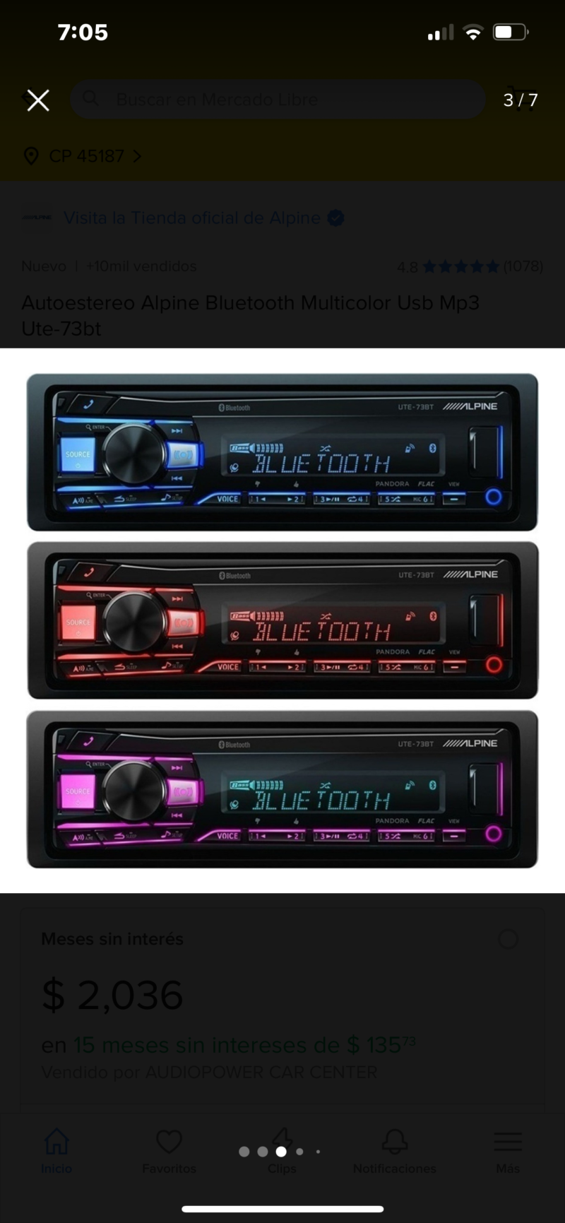 Autoestéreo Alpine Mod. UTE-73BT – Import Audio