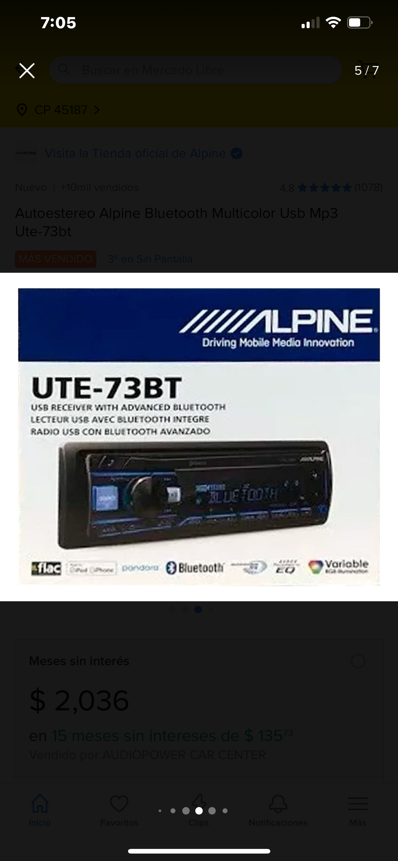 Autoestéreo Alpine Mod. UTE-73BT – Import Audio